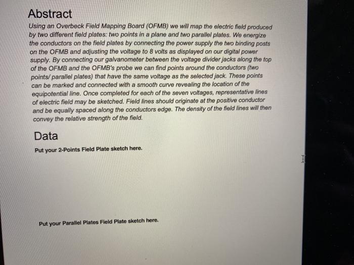 Abstract Using an Overbeck Field Mapping Board (OFMB) | Chegg.com