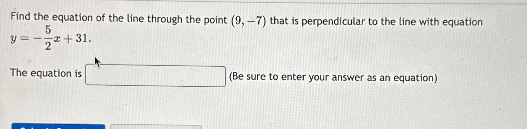 Solved Find the equation of the line through the point | Chegg.com
