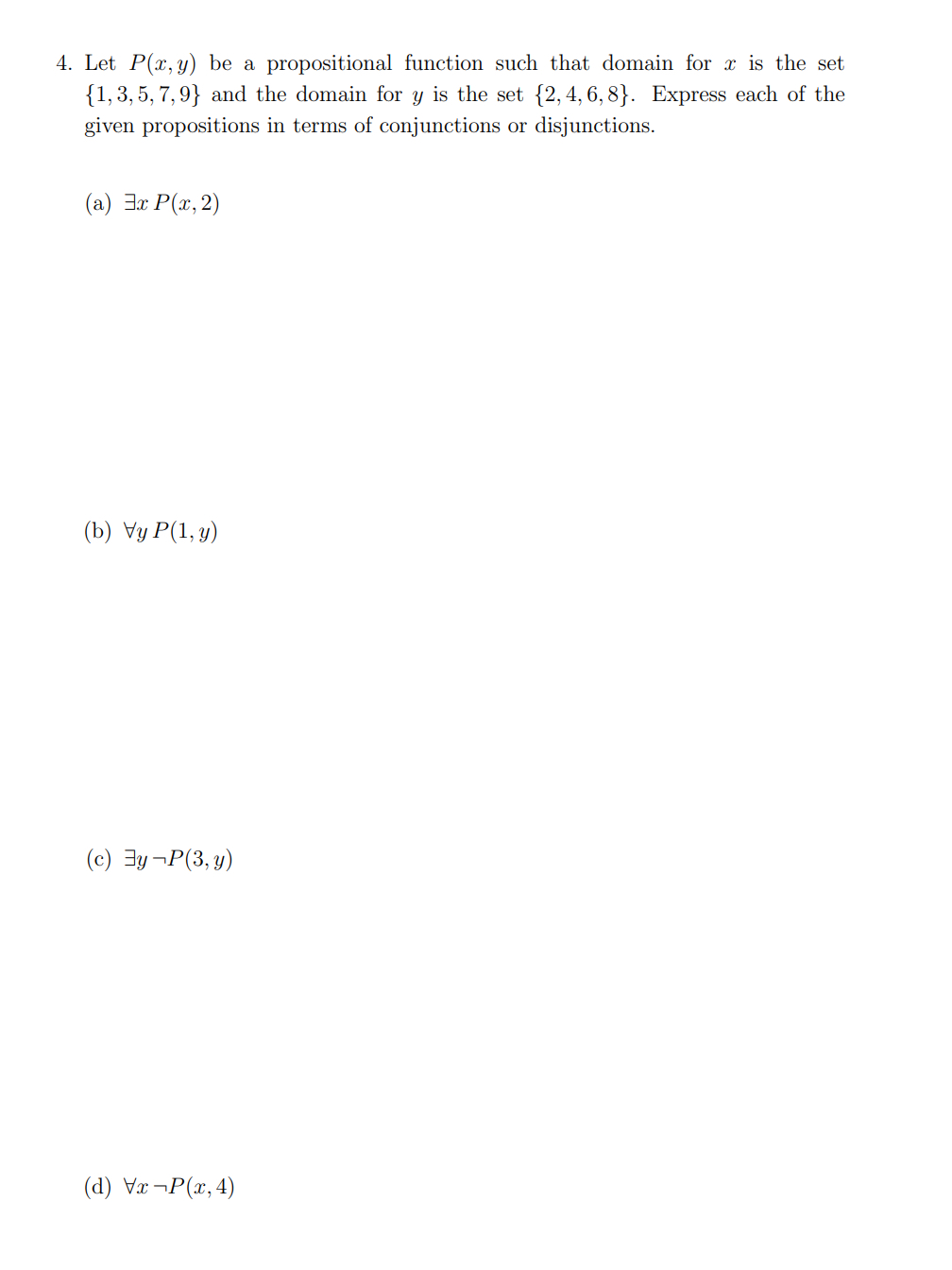 Solved Let P(x,y) ﻿be a propositional function such that | Chegg.com