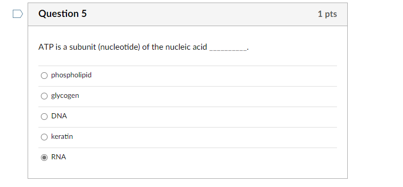 Solved ATP is a subunit (nucleotide) ﻿of the nucleic | Chegg.com