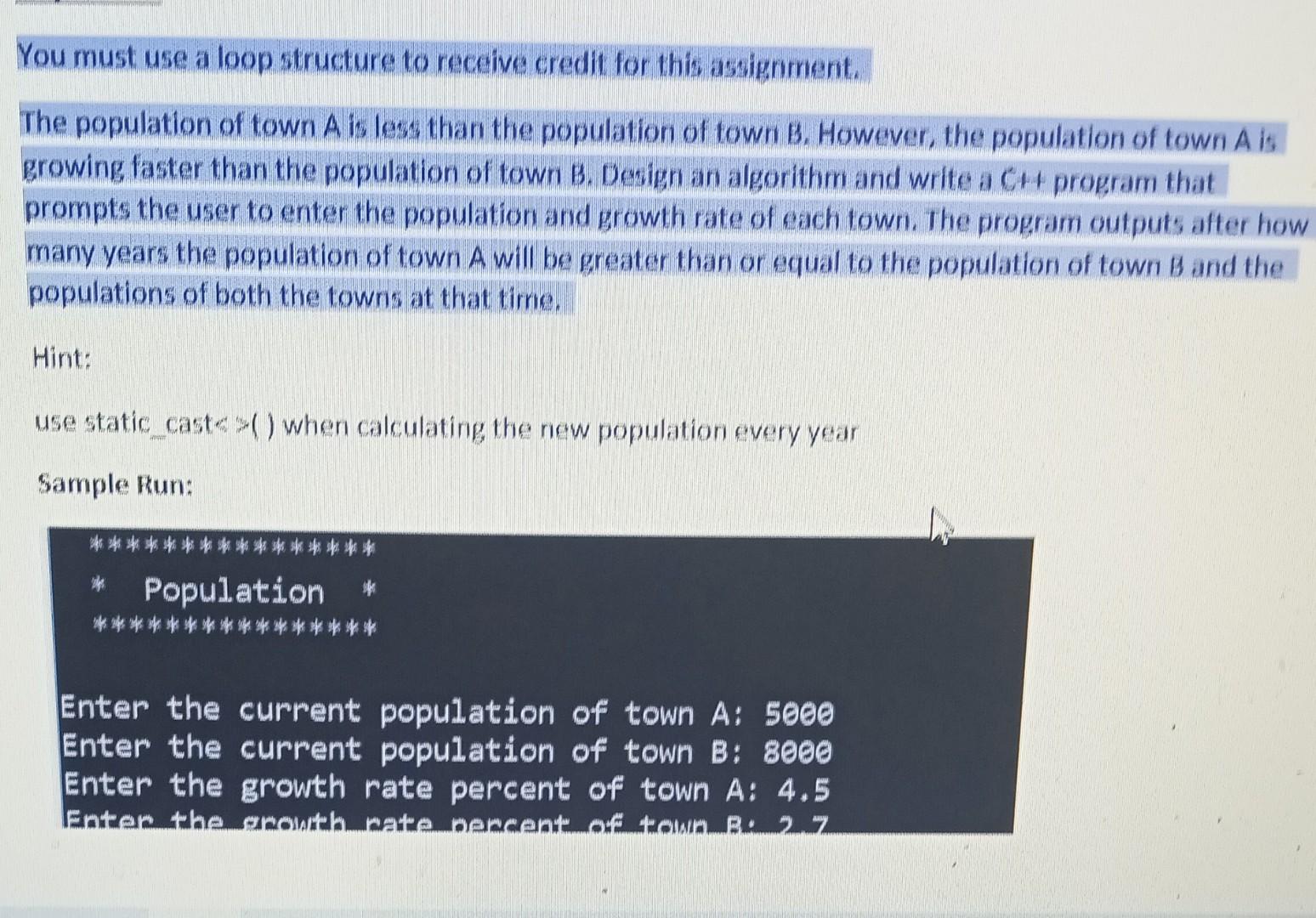 Solved You must use a loop structure to receive credit for | Chegg.com