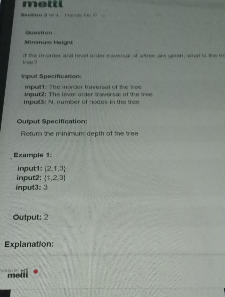 Solved metti Section 3 4 Hands on Question Minimum Height If | Chegg.com