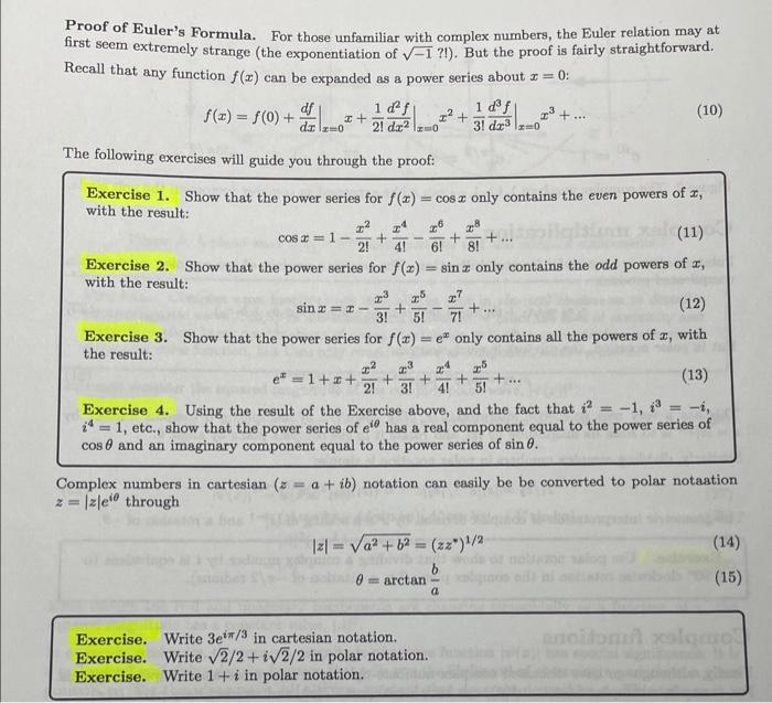Solved Proof of Euler's Formula. For those unfamiliar with | Chegg.com