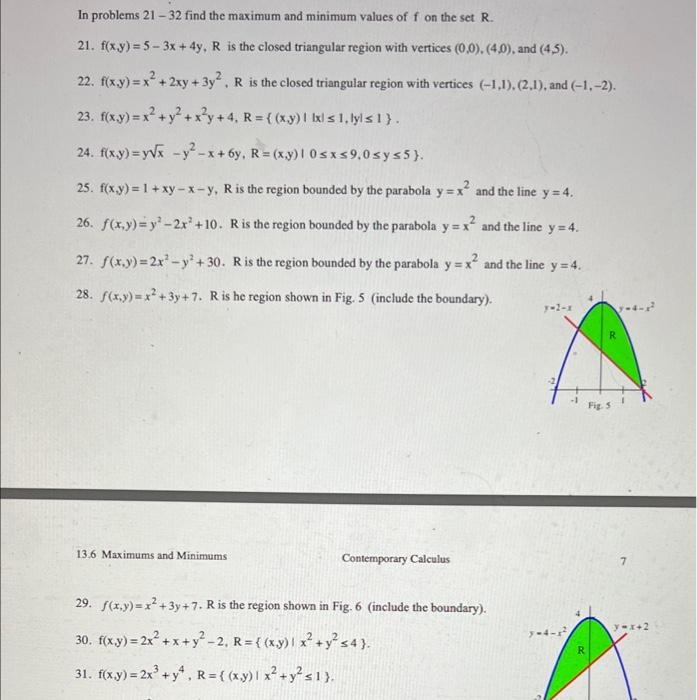 Solved In problems 21−32 find the maximum and minimum values | Chegg.com