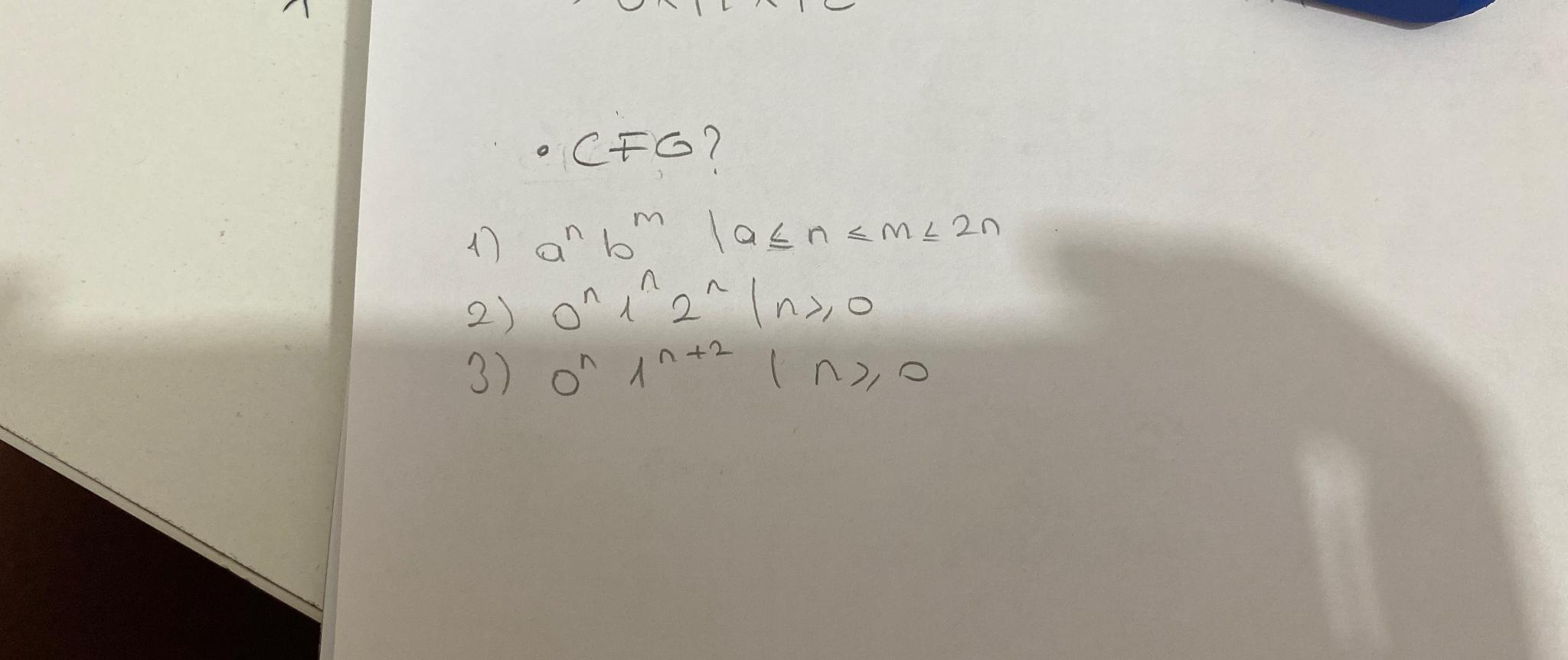 Solved CFG?anbm,|a|≤n≤m≤2n0n1n2n|n|≥0 ﻿0^n 1^n+2 | Chegg.com
