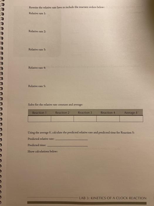 Solved 1. Write the relative rate laws for each reaction | Chegg.com