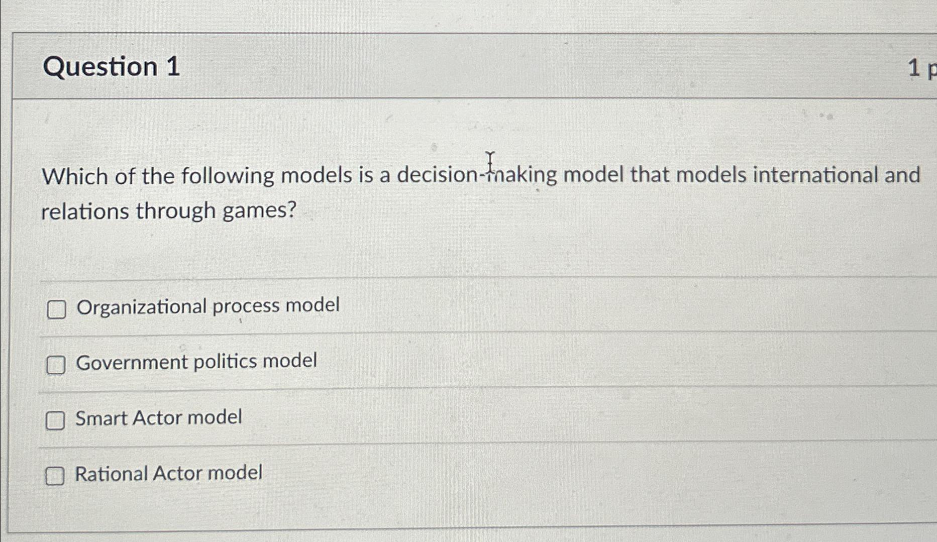 Solved Question 1Which of the following models is a | Chegg.com