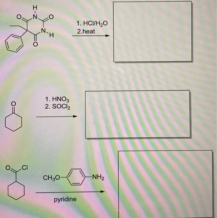 Solved 1. HCI/H20 2.heat 1. HNO3 2. SOCI2 OCI CH30 -NH₂ | Chegg.com