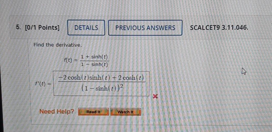 Solved 5. [0/1 Points] DETAILS PREVIOUS ANSWERS SCALCET9 | Chegg.com