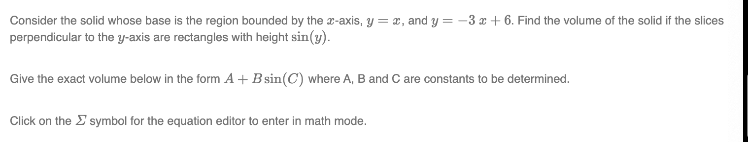 Solved Consider the solid whose base is the region bounded | Chegg.com