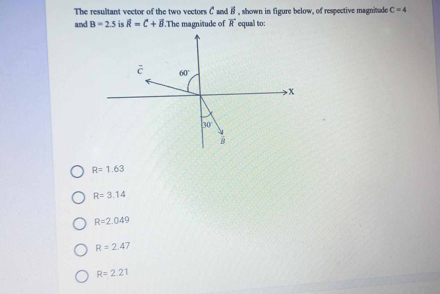 Solved The resultant vector of the two vectors C and B , | Chegg.com