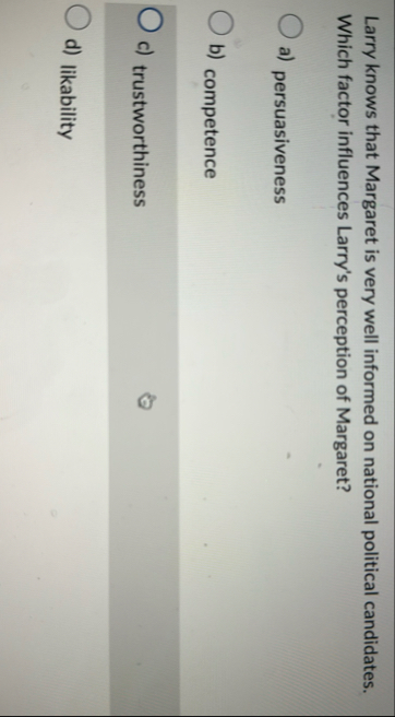 Solved Larry knows that Margaret is very well informed on | Chegg.com