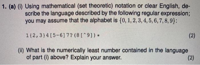 Solved 1. (a) () Using mathematical (set theoretic) notation | Chegg.com