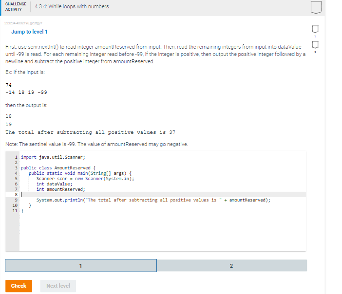 Solved Jump to level 1First, use scnr.nextlint() ﻿to read | Chegg.com