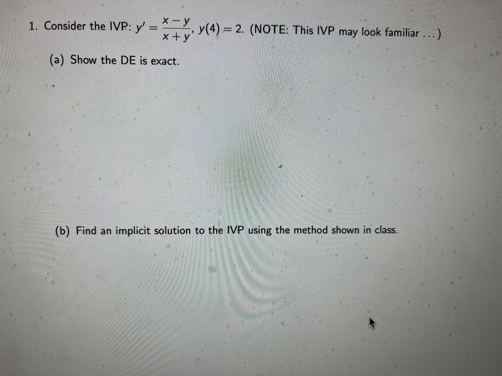 Solved Consider The Ivp Y X Yx Y Y 4 2 Note This Ivp