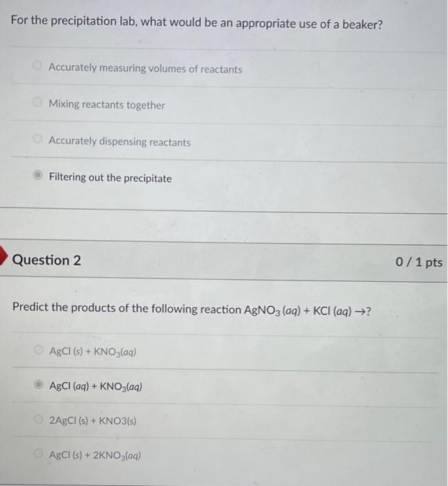 Solved For the precipitation lab, what would be an | Chegg.com