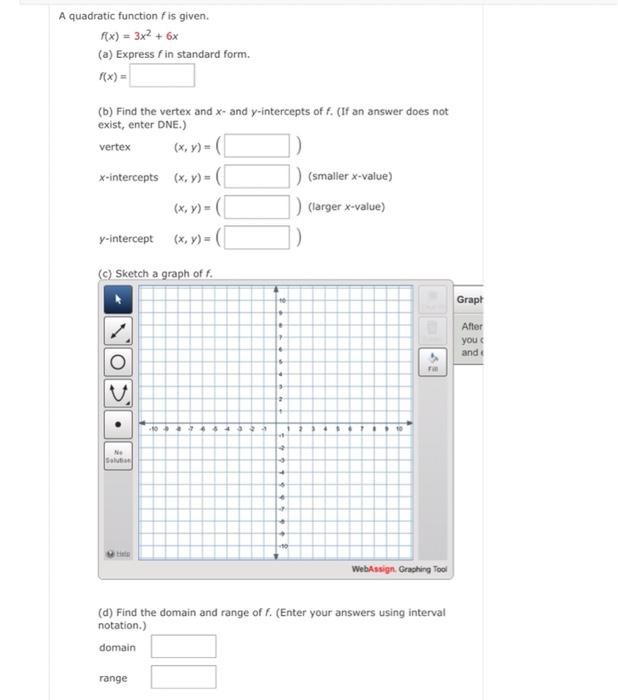 Solved A quadratic function fis given. F(x) = x2 + 6x - 2 | Chegg.com