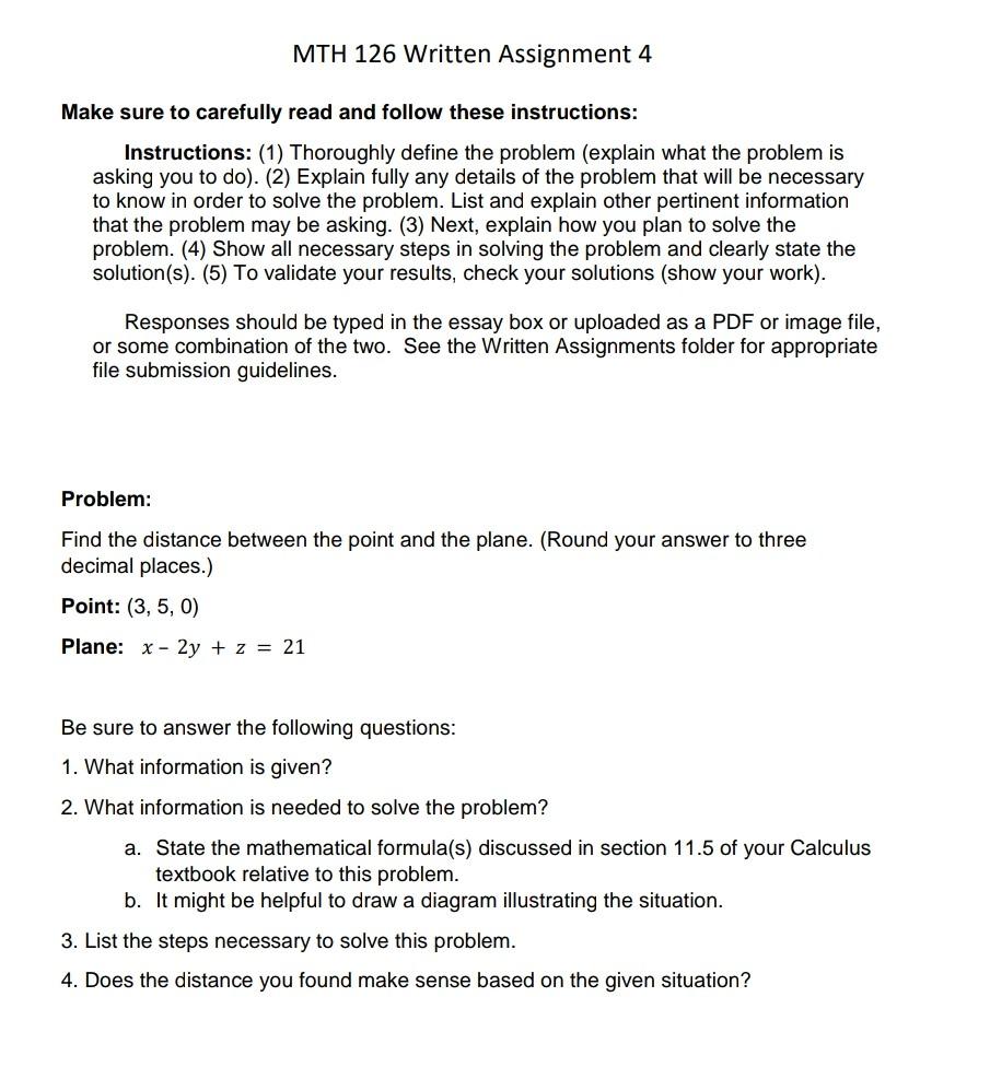 Solved MTH 126 Written Assignment 4 Make sure to carefully | Chegg.com