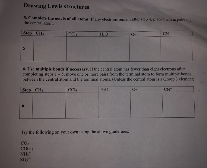 Solved Drawing Lewis structures 5. Complete the octets of | Chegg.com
