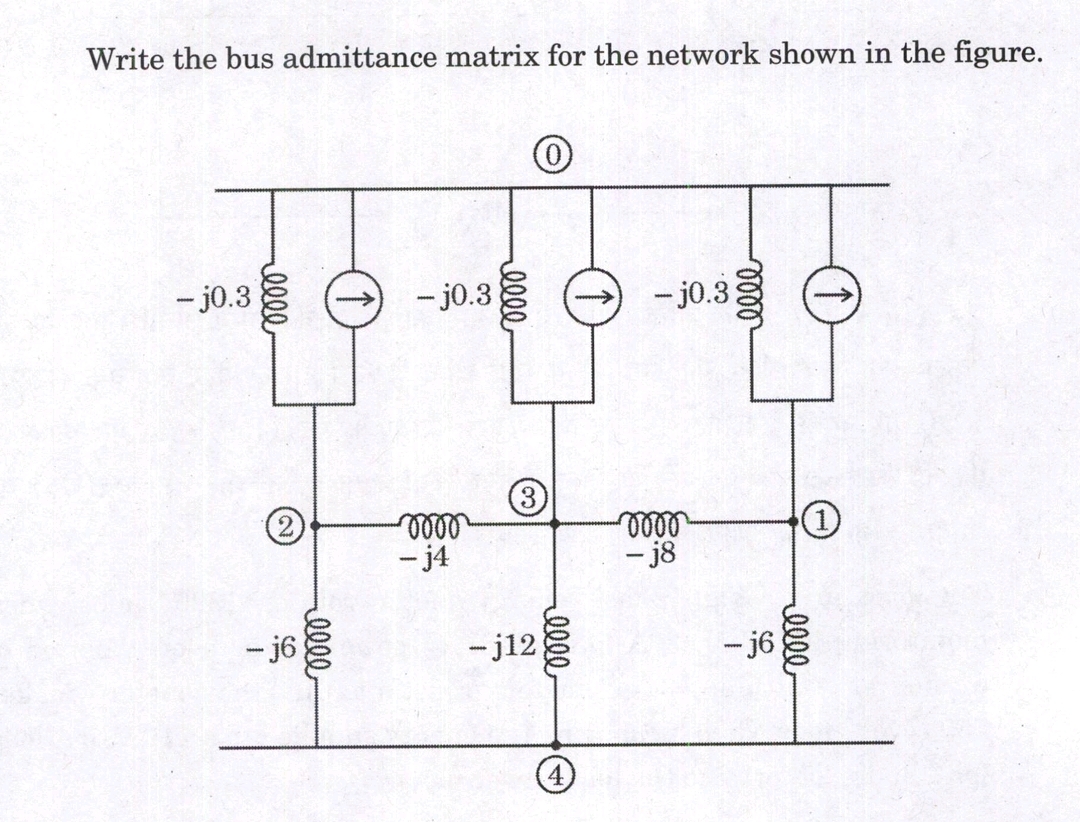 Solved Write the bus admittance matrix for the network shown | Chegg.com