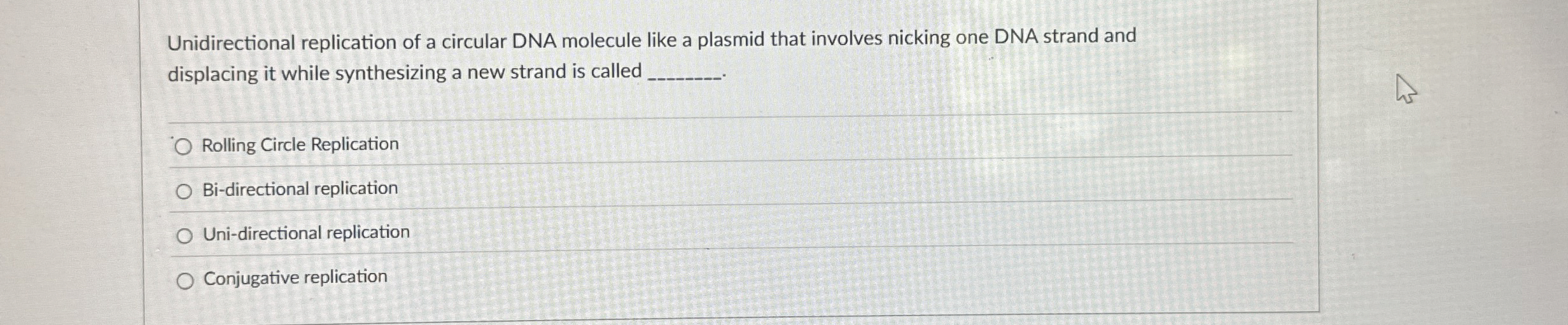 Solved Unidirectional replication of a circular DNA molecule | Chegg.com