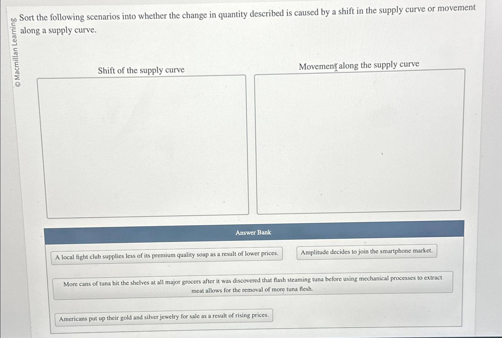 Solved ?∞ ﻿Sort the following scenarios into whether the | Chegg.com