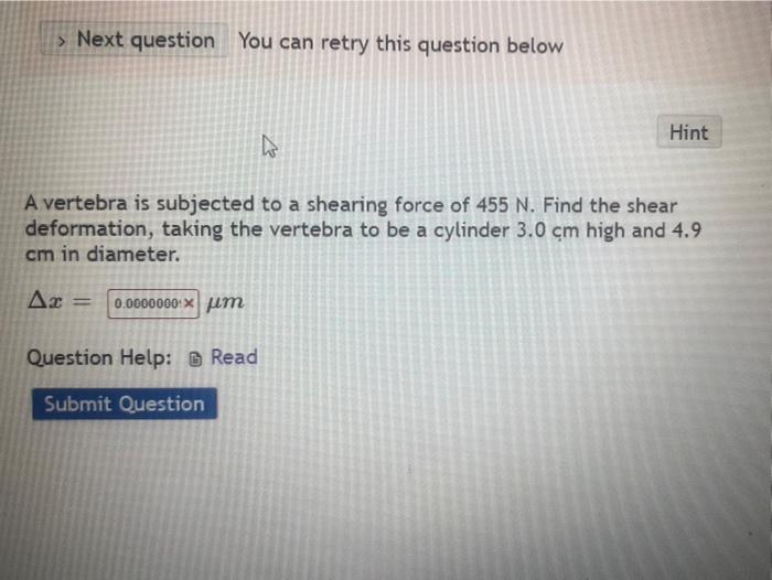 Solved > Next question You can retry this question below | Chegg.com