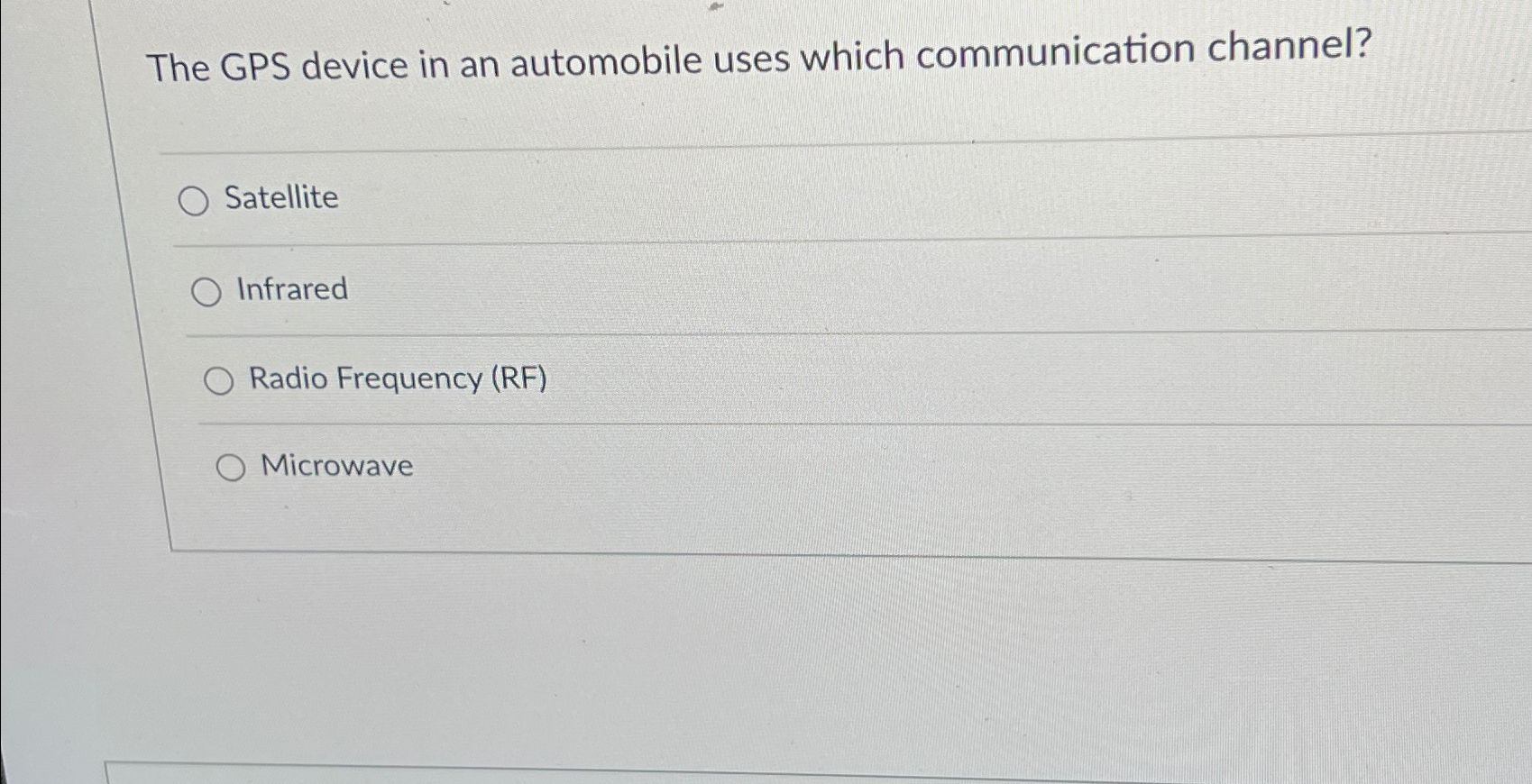 Solved The GPS device in an automobile uses which | Chegg.com