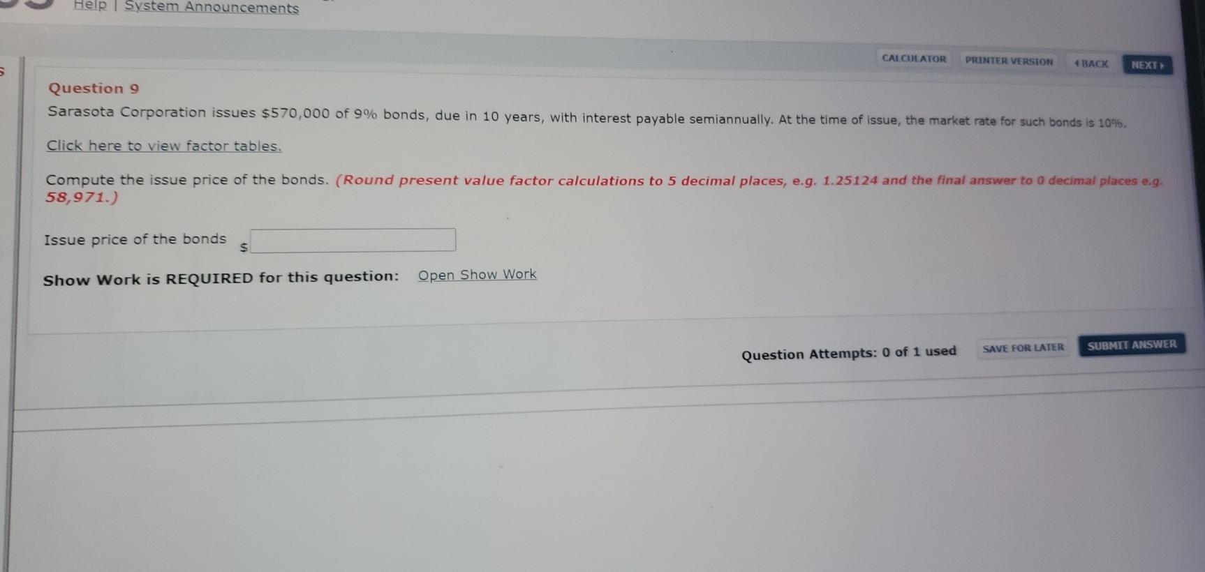 Solved Help System Announcements CALCULATOR PRINTER VERSION | Chegg.com