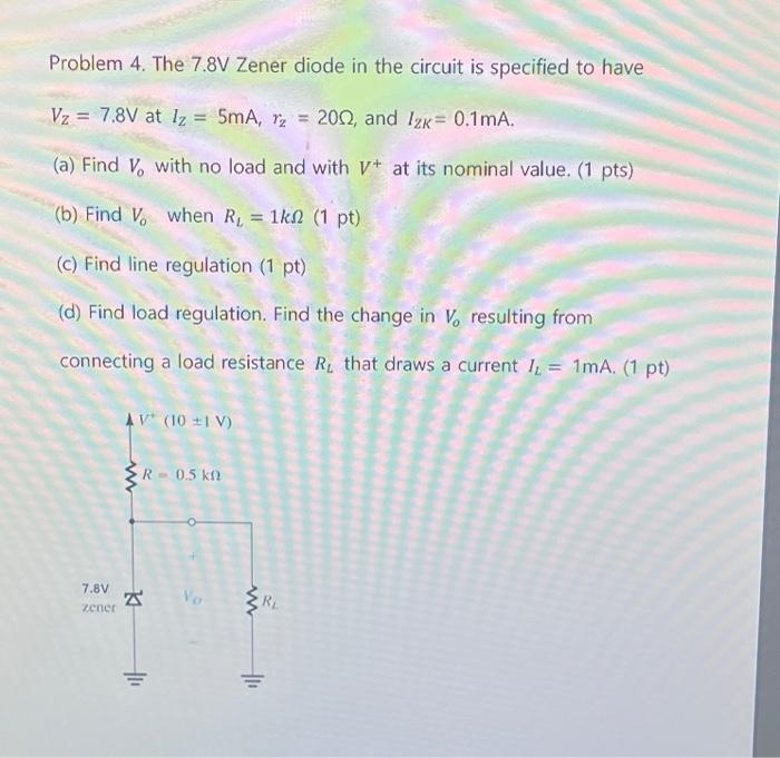 Solved Problem 1. Assume that vl=10sinwt,VD=0.7 V,Vz=6.8 | Chegg.com