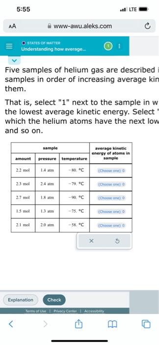 Solved Five samples of helium gas are described samples in | Chegg.com
