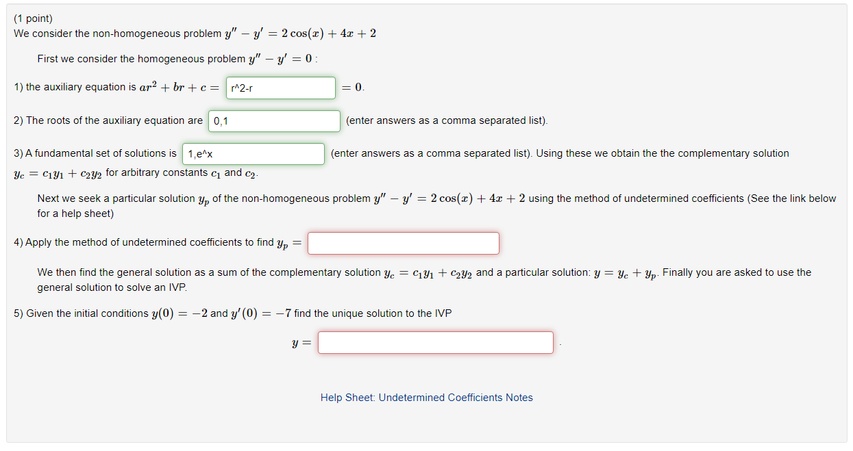 Solved I Tried Yp acos X bsin X cx d And Got