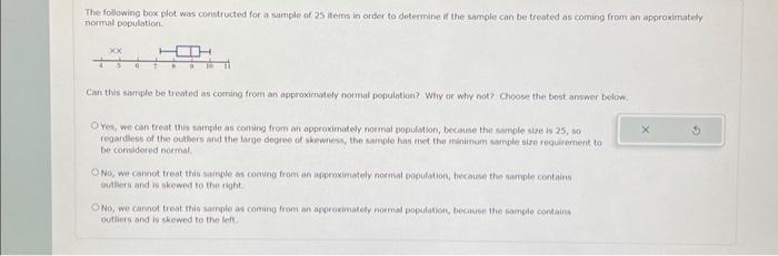 Solved The following box plot was constructed for a sample | Chegg.com