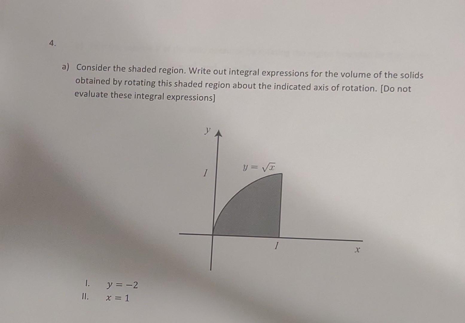 Solved a) Consider the shaded region. Write out integral | Chegg.com