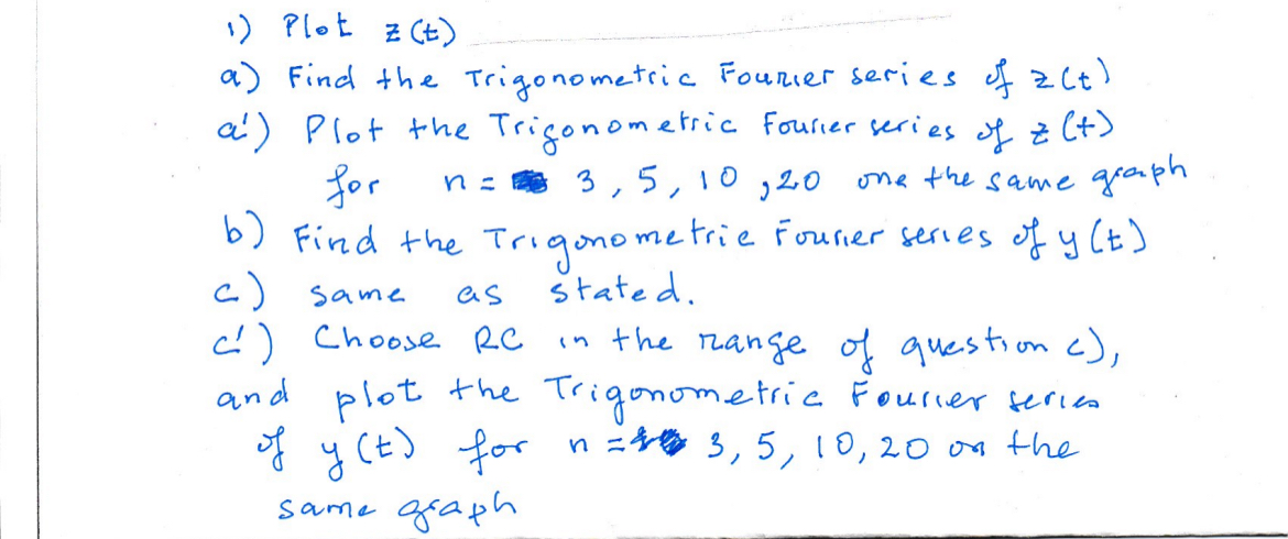 a) ﻿Find the Trigonometric Fourier series of z(t)a) | Chegg.com
