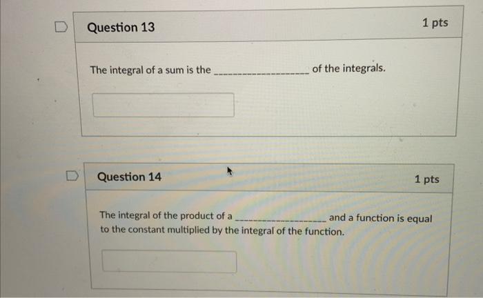 Solved The integral of a sum is the of the integrals. | Chegg.com