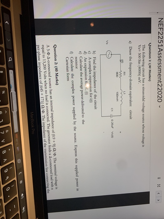 Solved NEF2251 Assessment22020 D Question 1: (30 Marks) The | Chegg.com
