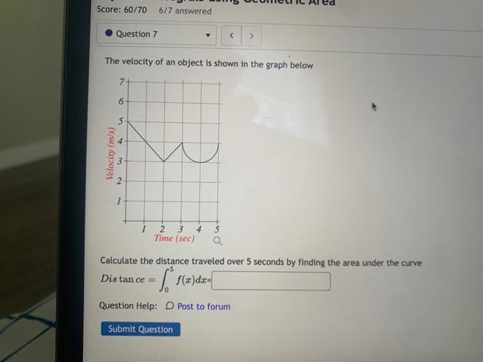 Solved The velocity of an object is shown in the graph below | Chegg.com