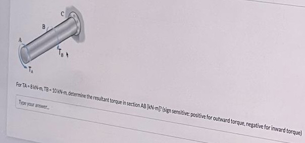 Solved For TA=8kN-m,TB=10kN.m determine the resultant torque | Chegg.com
