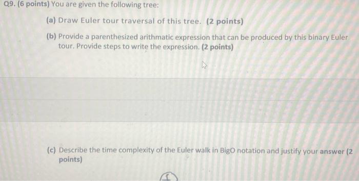 Solved ( 6 points) You are given the following tree: (a) | Chegg.com