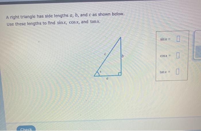Solved A right triangle has side lengths a, b, and c as | Chegg.com