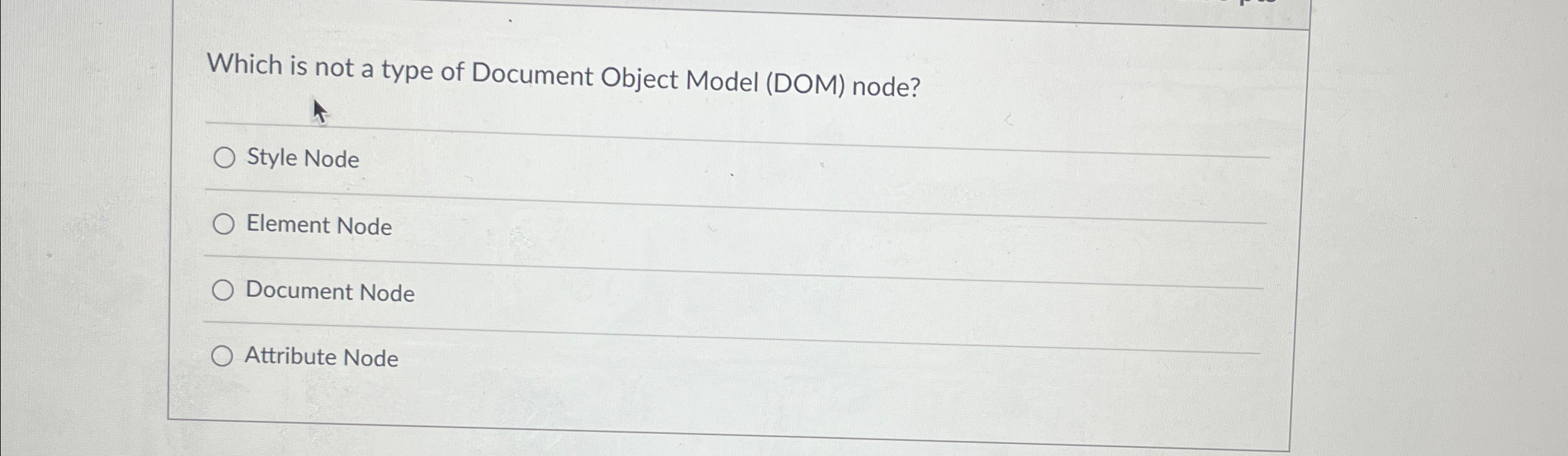 Solved Which is not a type of Document Object Model (DOM) | Chegg.com