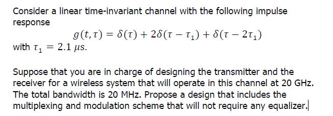 Solved Consider a linear time-invariant channel with the | Chegg.com