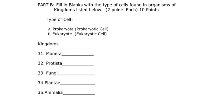 Solved PART B: Fill in Blanks with the type of cells found | Chegg.com