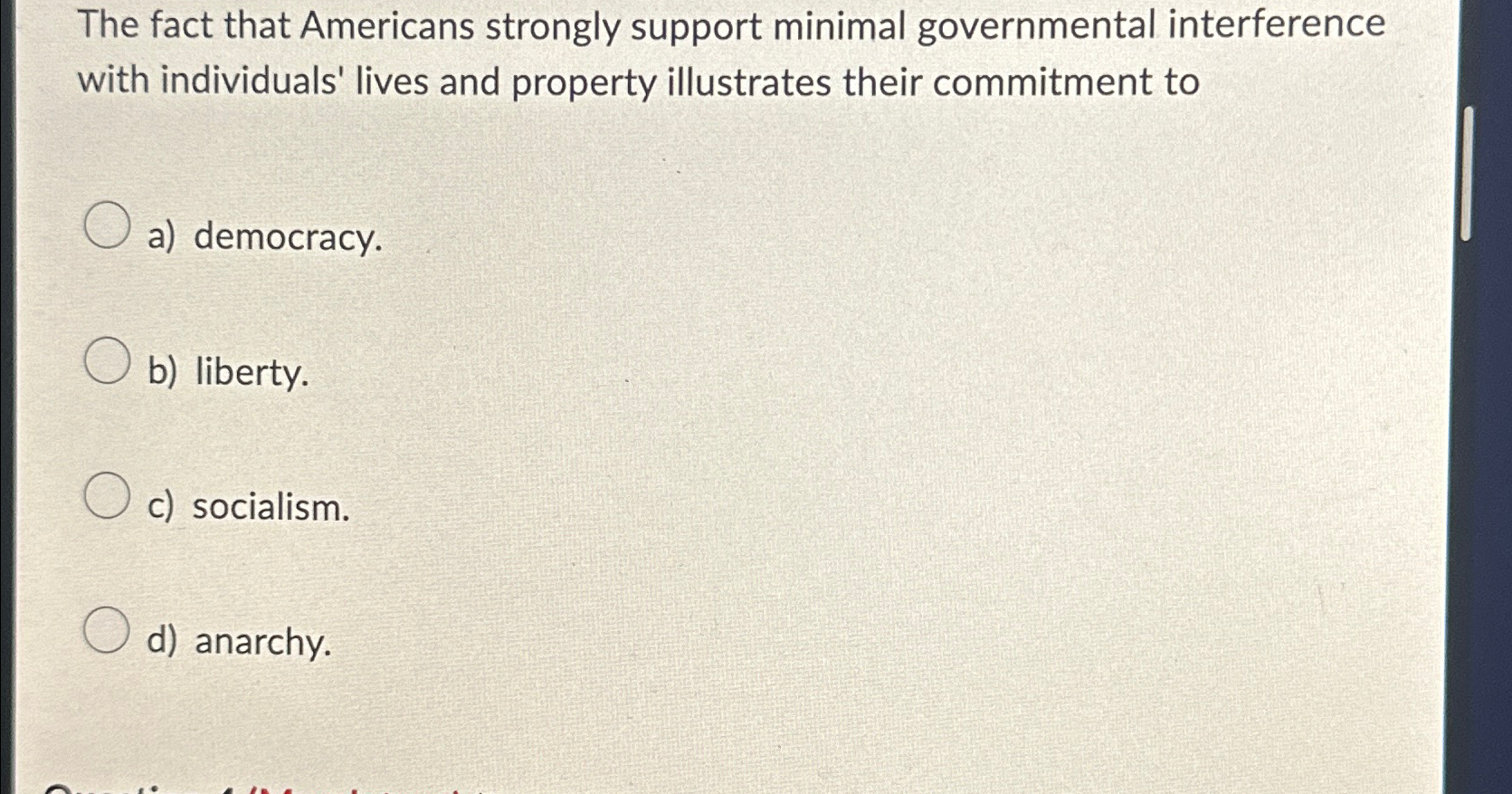 Solved The fact that Americans strongly support minimal | Chegg.com