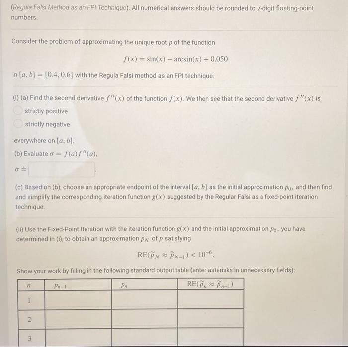 Solved (Regula Falsi Method as an FPI Technique). All | Chegg.com