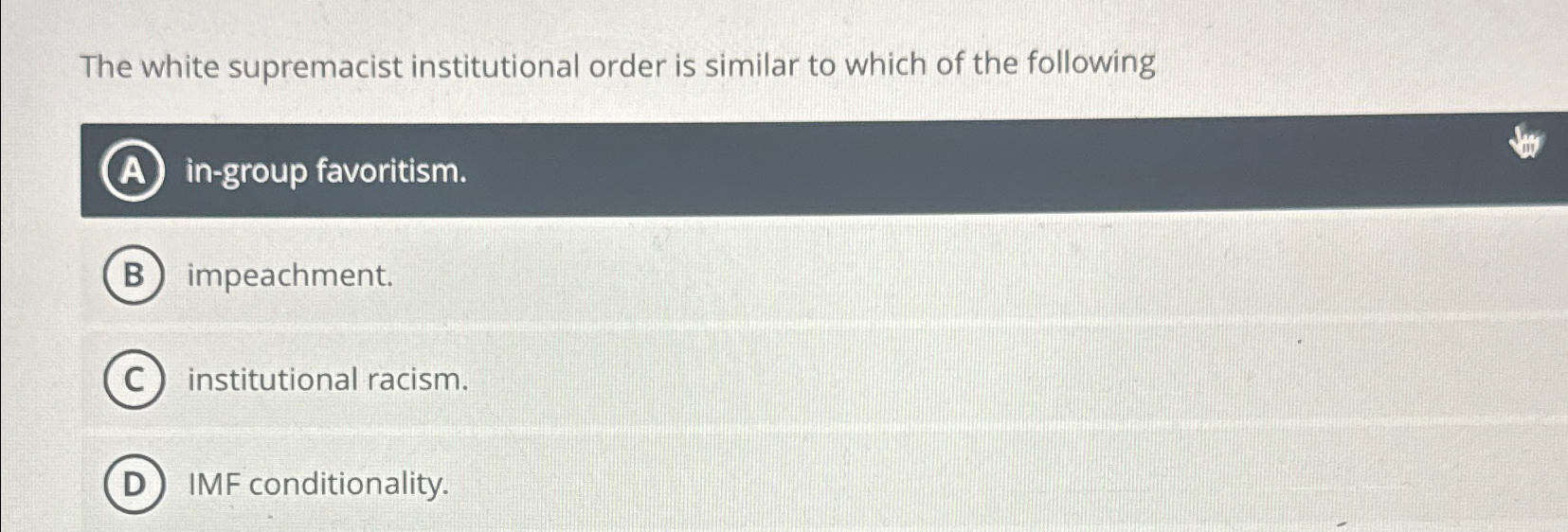 Solved The white supremacist institutional order is similar | Chegg.com
