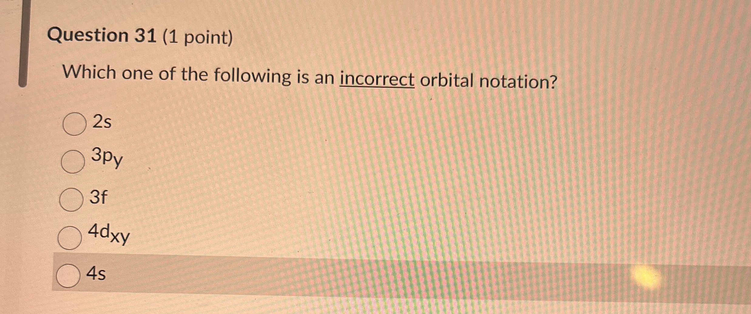 Solved Question 31 (1 point)Which one of the following is | Chegg.com Solved Question 31 (1 point)Which one of the following is | Chegg.com