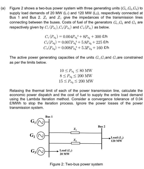 Solved (a) Figure 2 shows a two-bus power system with three | Chegg.com