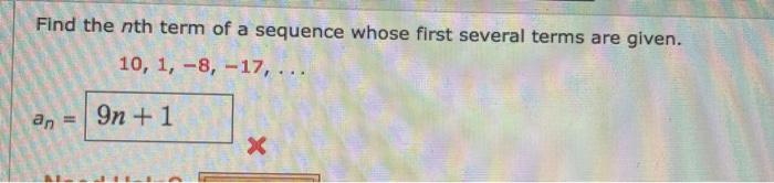Solved Find the nth term of a sequence whose first several | Chegg.com